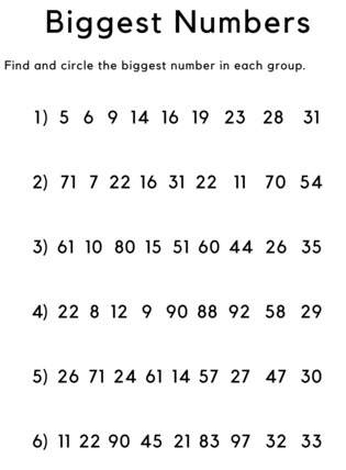 Circle the biggest number – Smart Learners